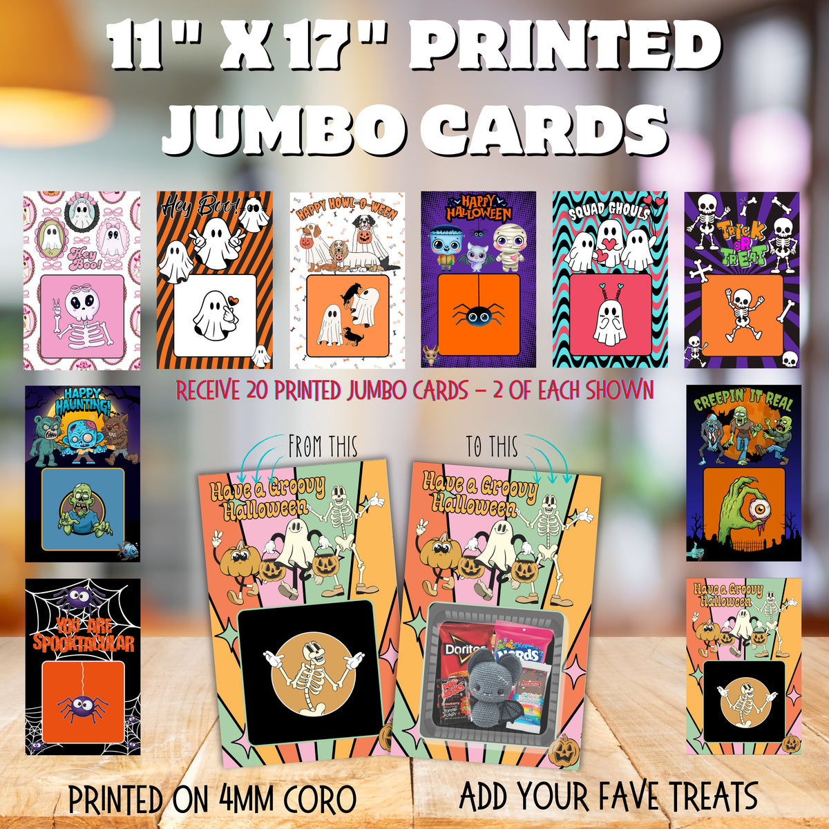 20 Pc Printed Halloween Jumbo Card Mixed Set — Yard Card Blvd