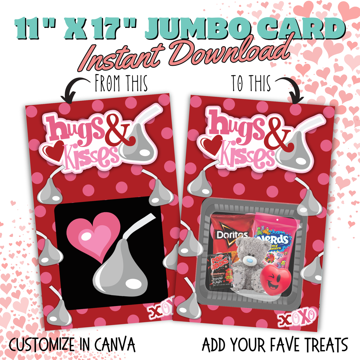 Hugs and Kisses Jumbo Card — Yard Card Blvd
