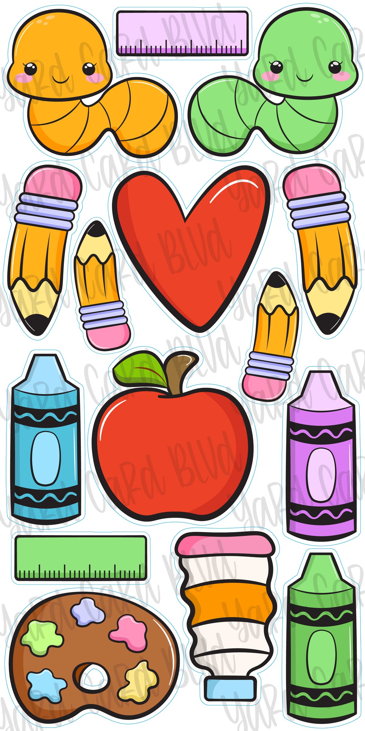 Bookworm School Elements — Yard Card Blvd