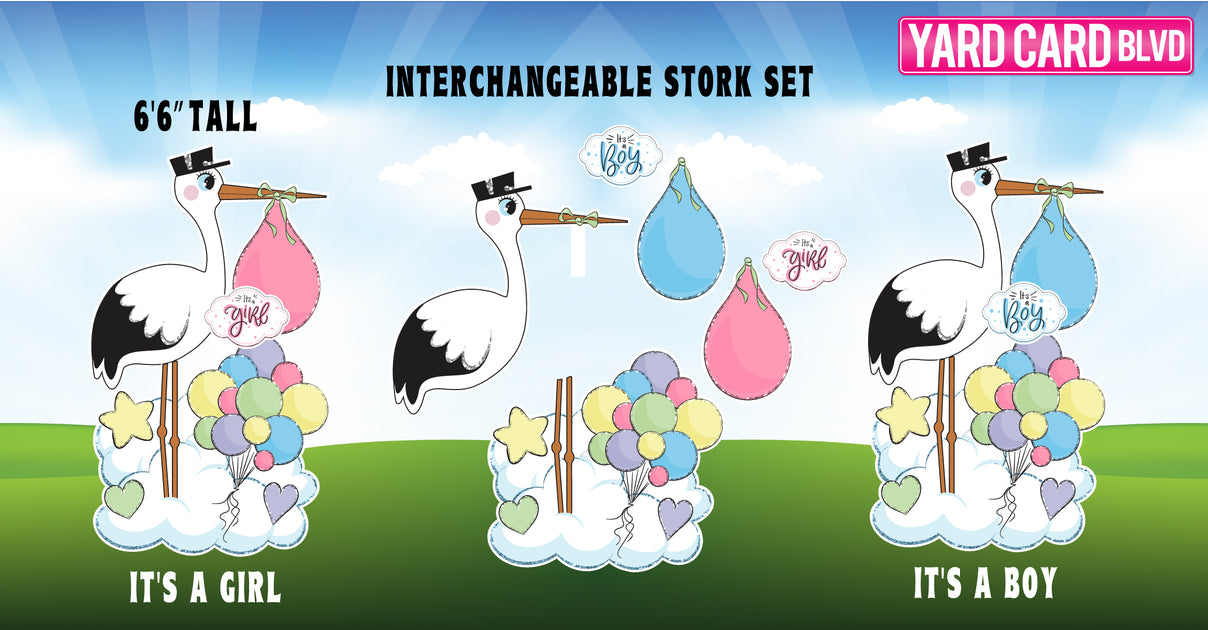 6.5 Foot Interchangeable Stork — Yard Card Blvd