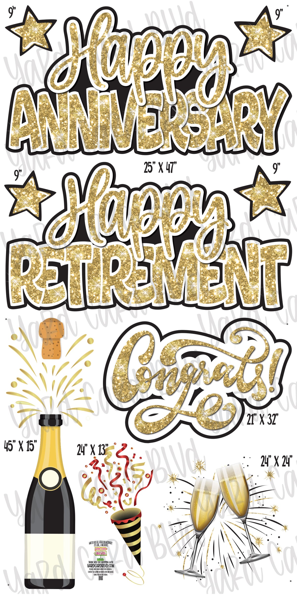 Happy Anniversary and Retirement Splash Sets — Yard Card Blvd
