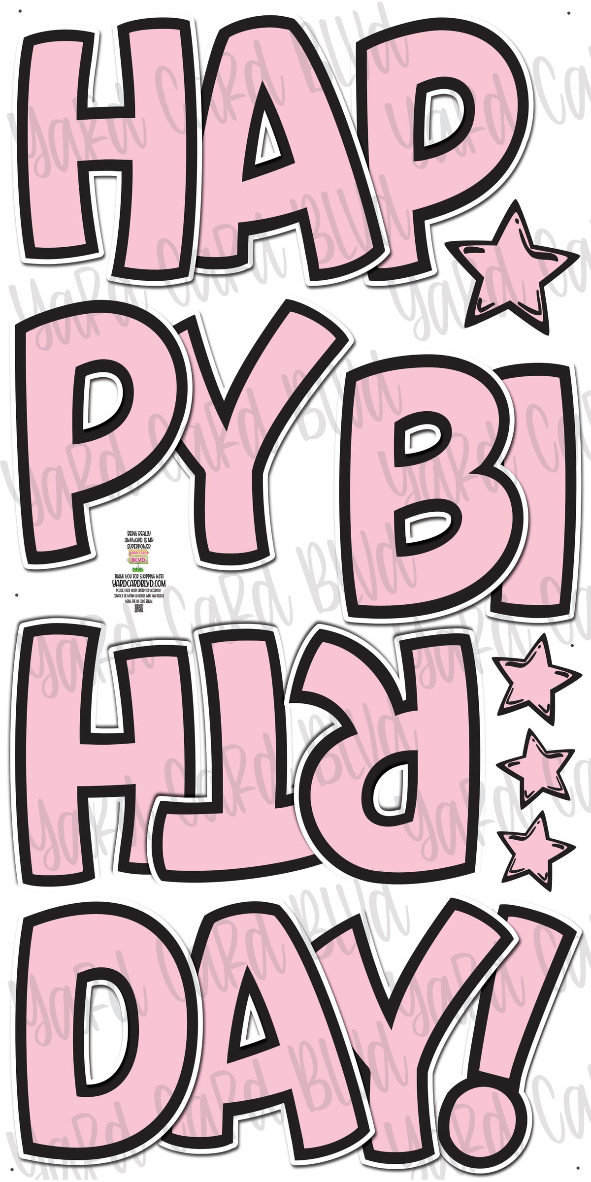 BB FAB5 Happy Birthday EZ Set in Light Pink — Yard Card Blvd