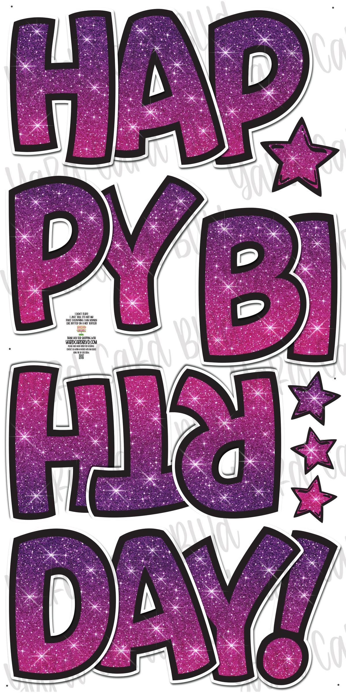 BB Happy Birthday EZ Set Purple & Hot Pink Ombre — Yard Card Blvd