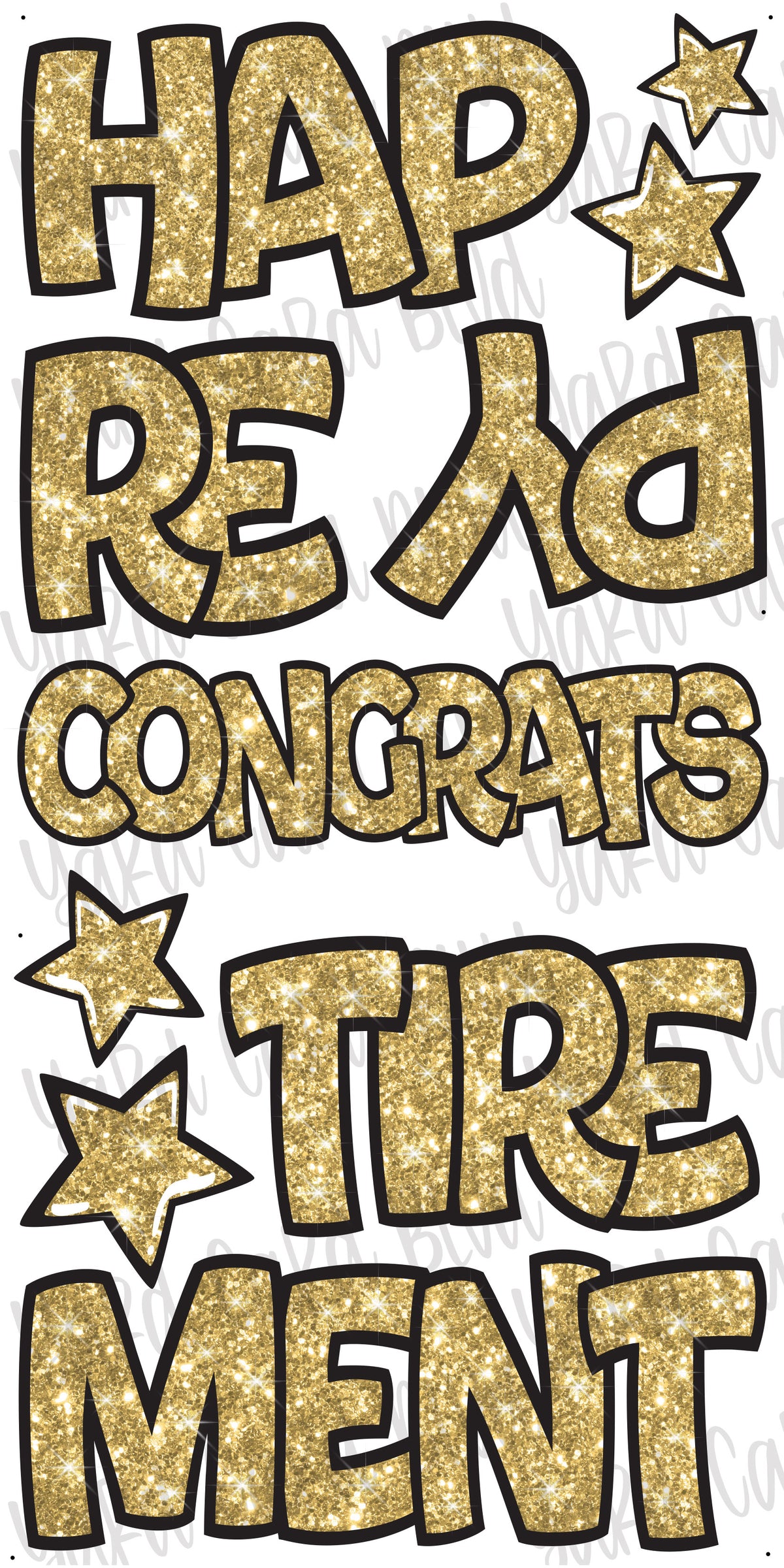 Happy Retirement EZ Set - Gold Glitter — Yard Card Blvd