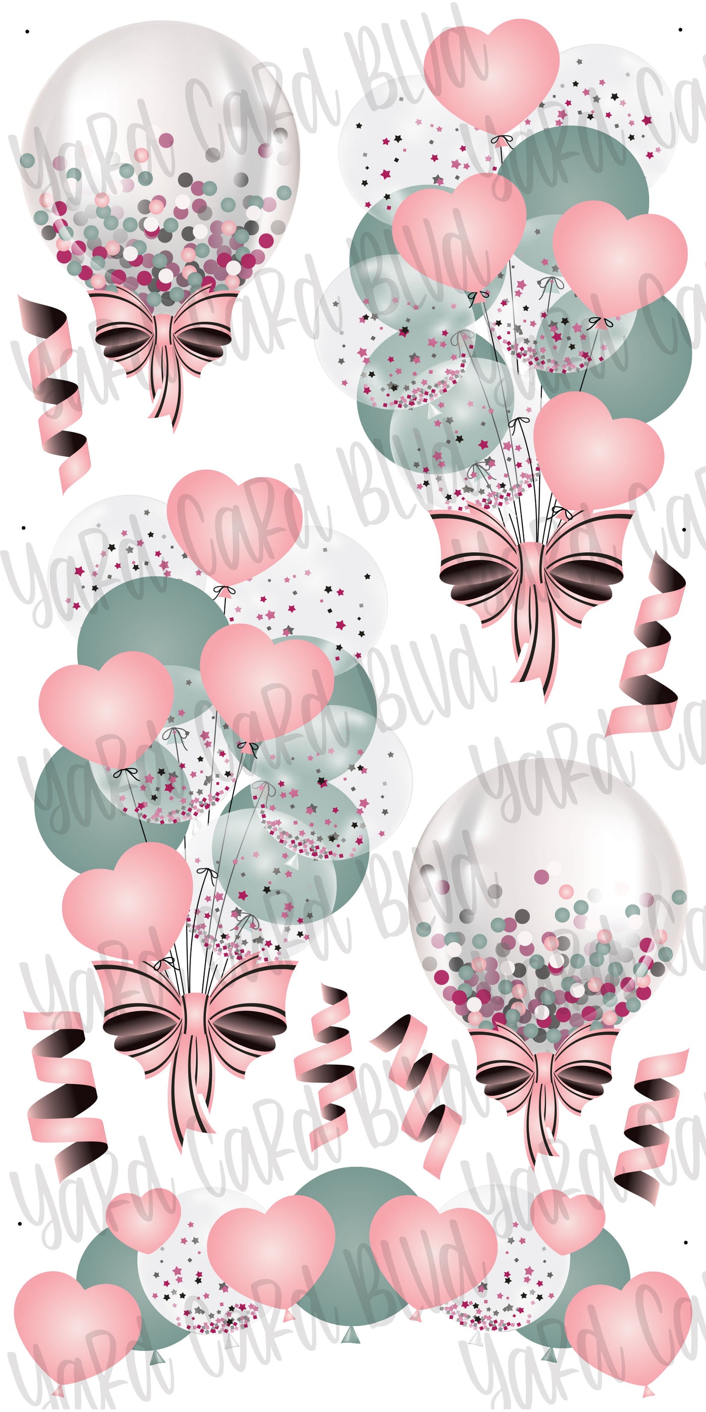 Balloon Clusters in Peach, Sage, and Maroon — Yard Card Blvd
