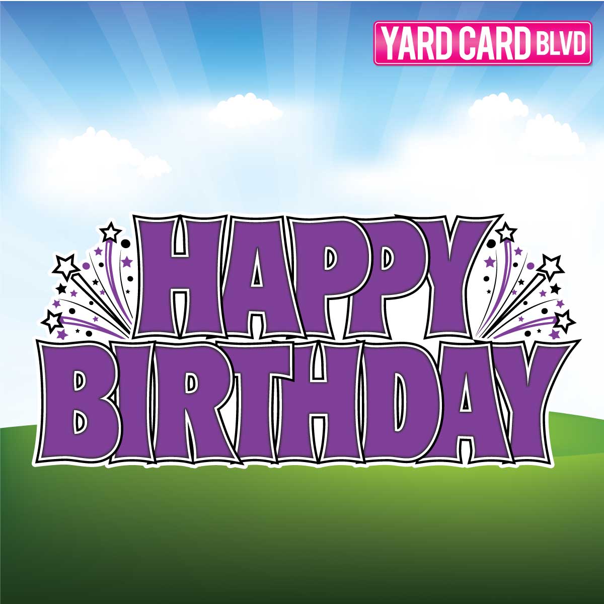 BLVD Billboard Happy Birthday - Purple — Yard Card Blvd