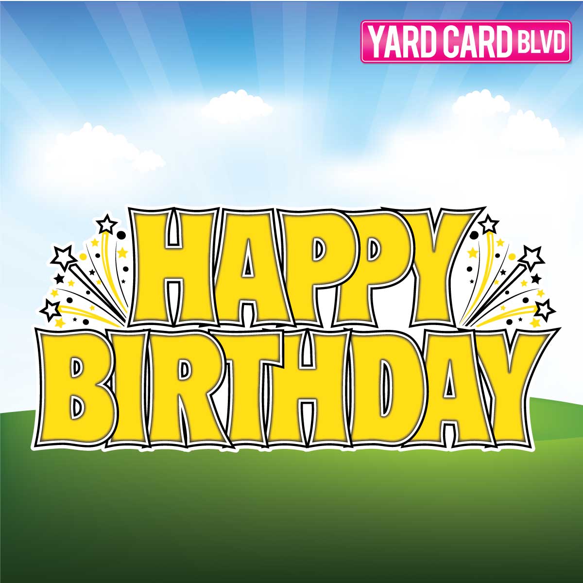 BLVD Billboard Happy Birthday - Yellow — Yard Card Blvd