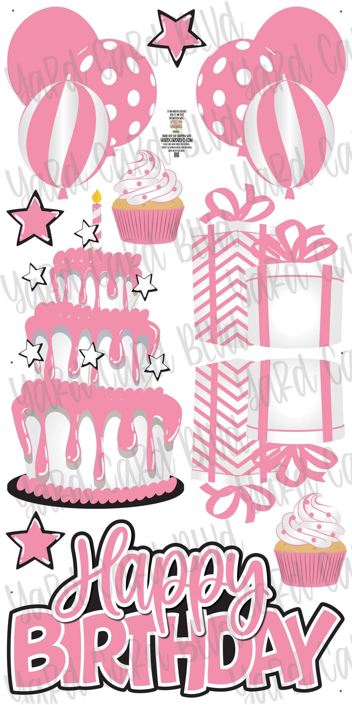 Birthday Cake Splash Set Pink — Yard Card Blvd
