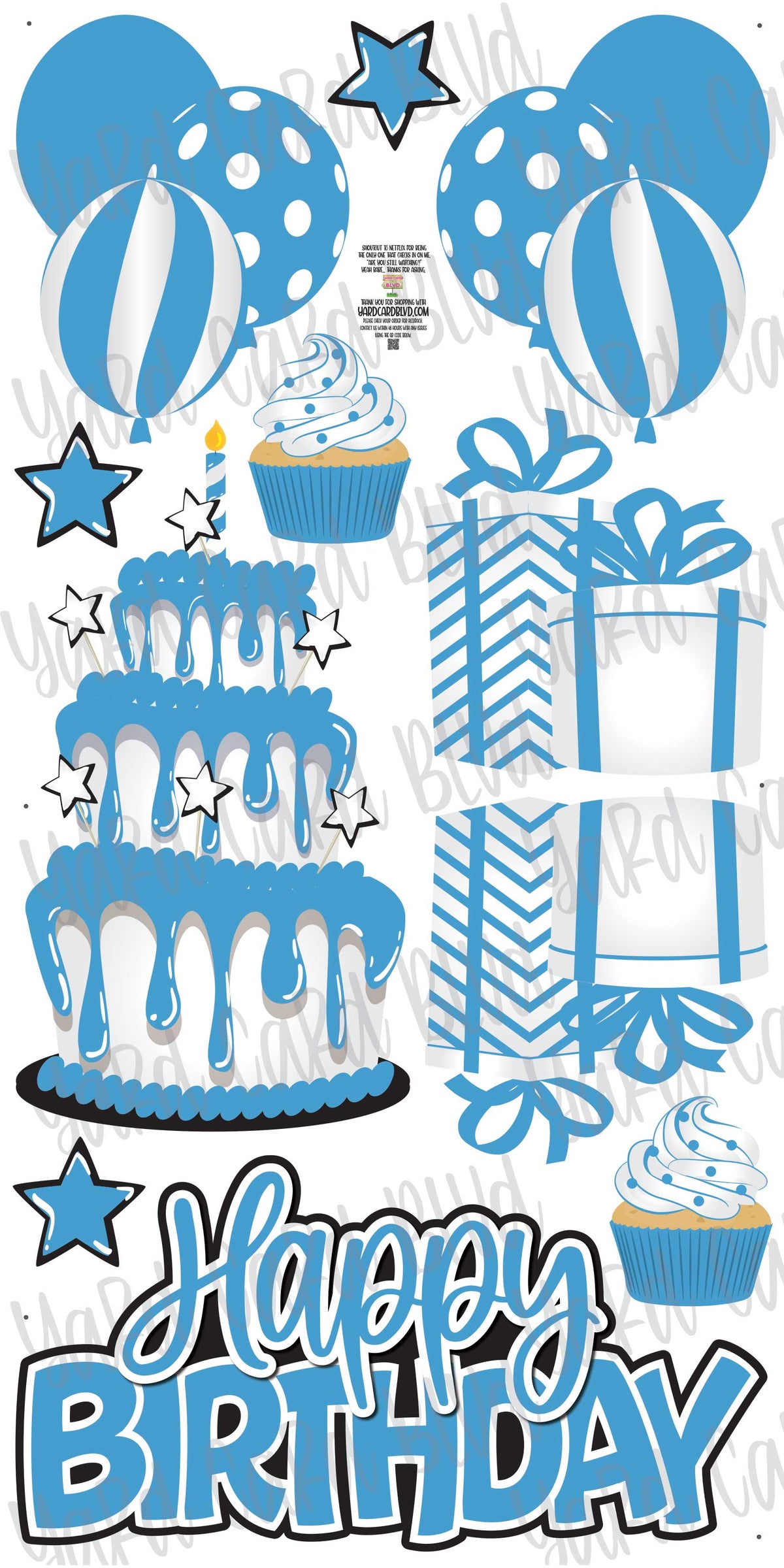 Birthday Cake Splash Set Turquoise — Yard Card Blvd