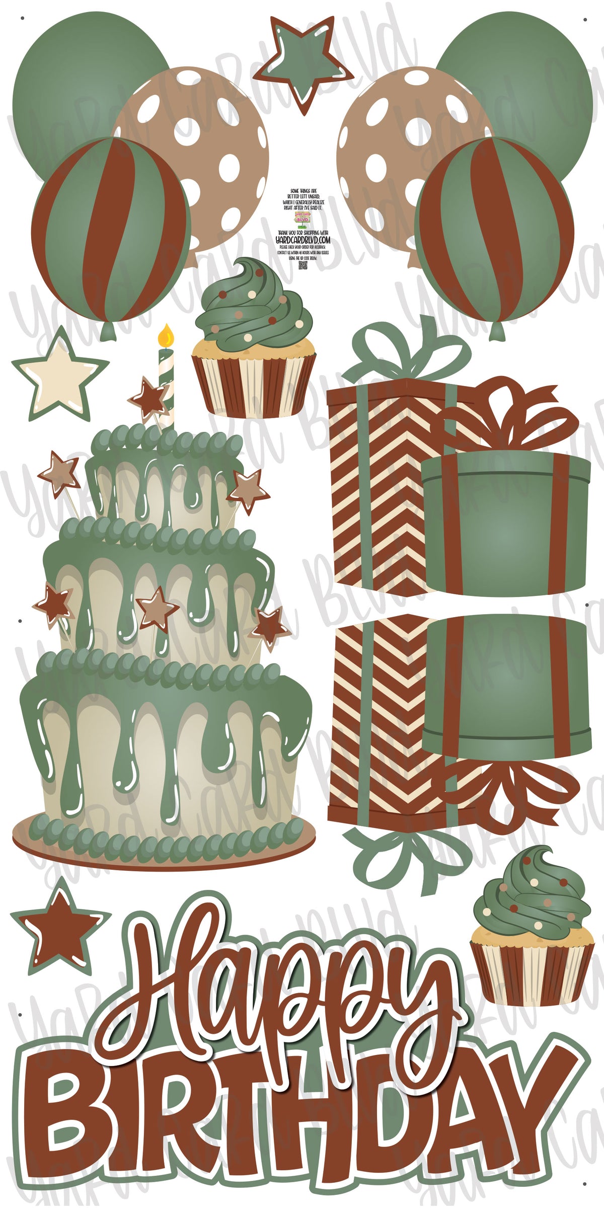 Birthday Cake Splash Set - Earth Tones — Yard Card Blvd