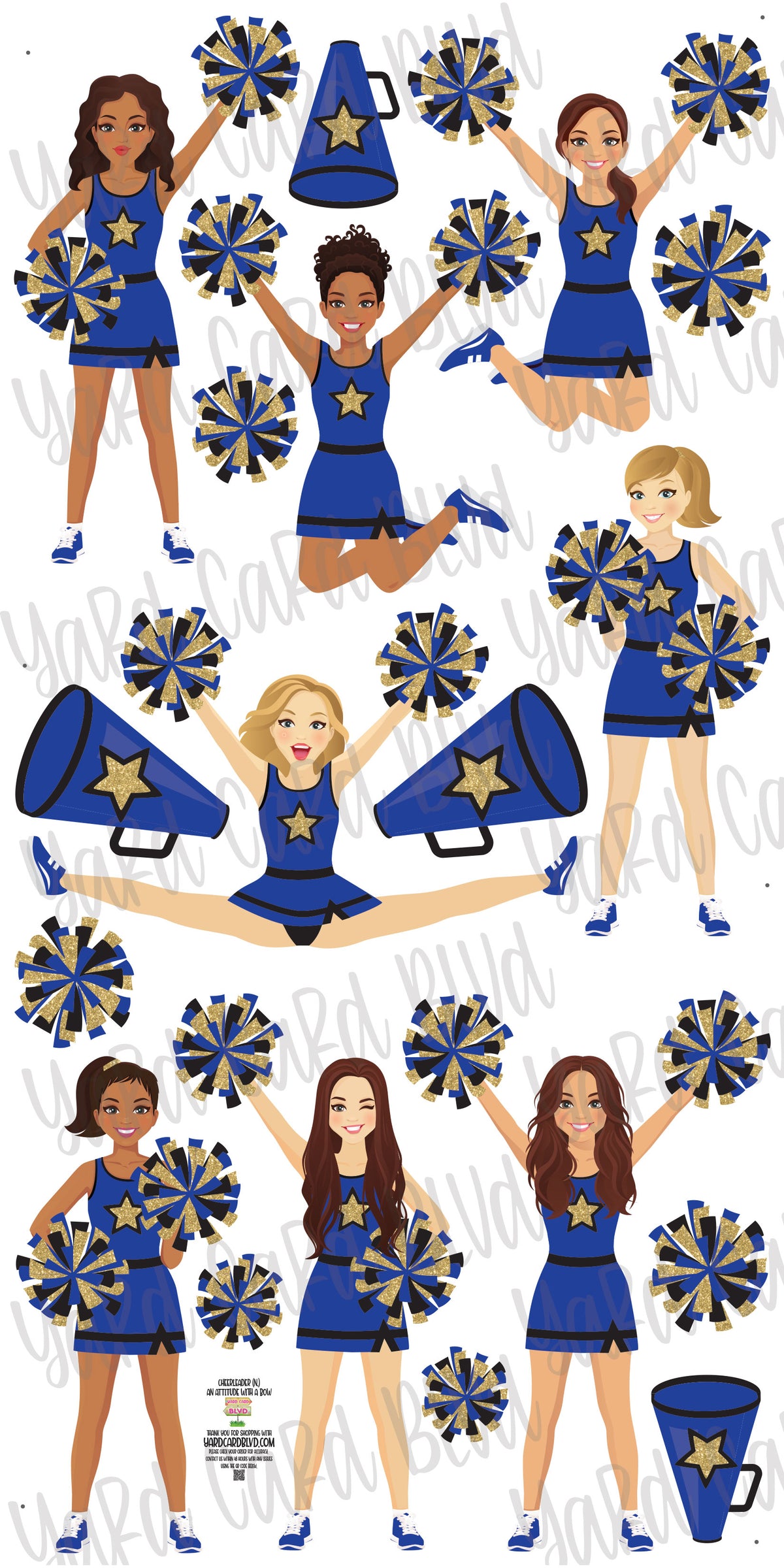 Cheer Squad Set Royal Blue and Gold — Yard Card Blvd