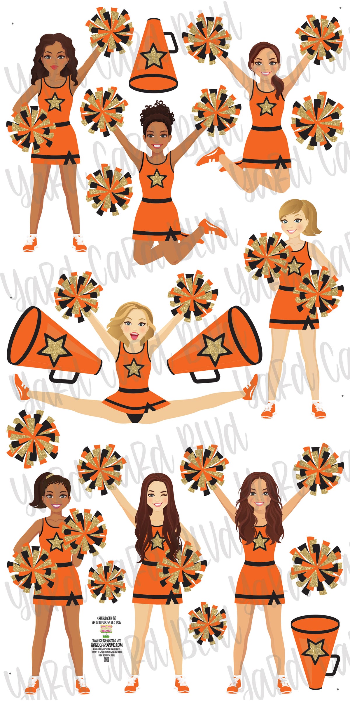 Cheer Squad Set Orange and Gold — Yard Card Blvd