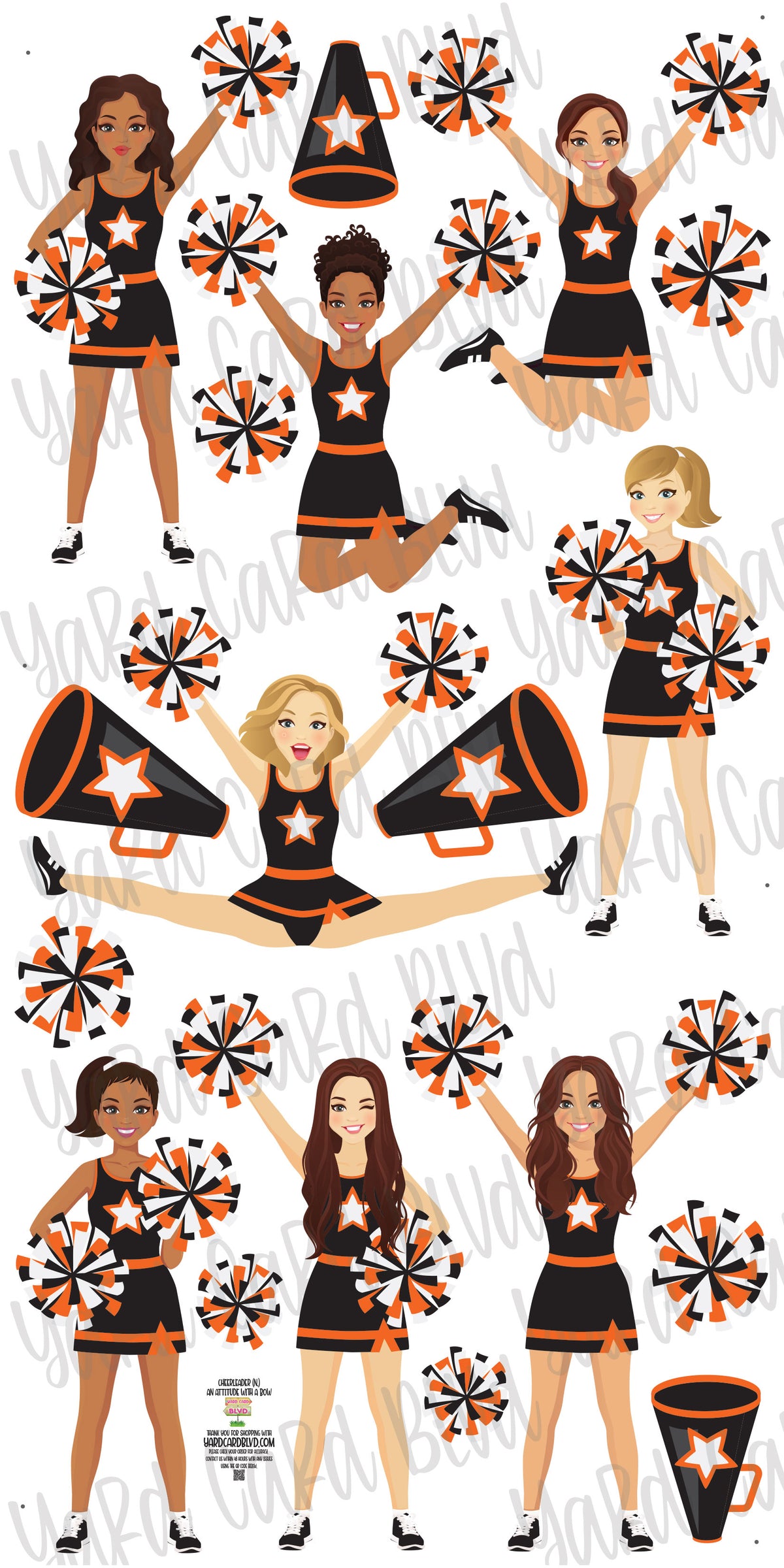 Cheer Squad Set Black and Orange — Yard Card Blvd