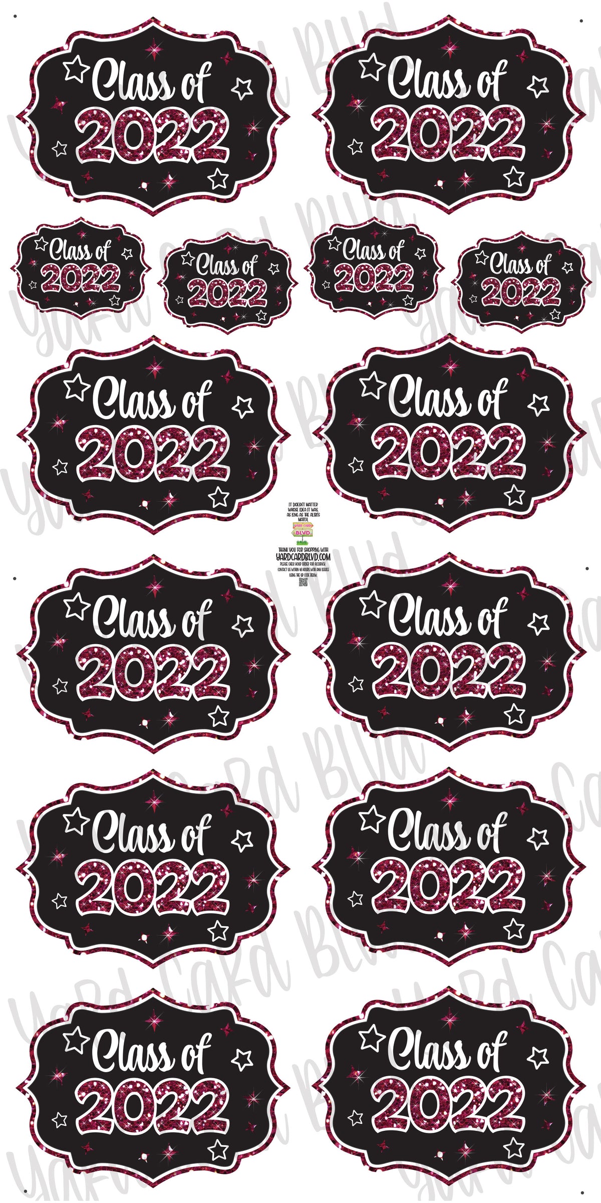 Class of 2022 Keepsake Maroon Glitter — Yard Card Blvd