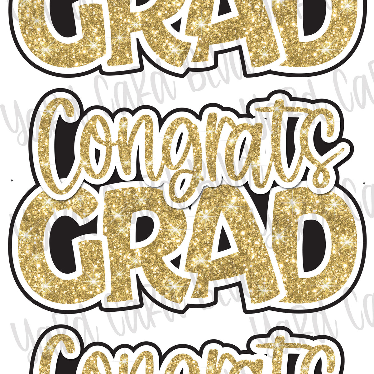 Congrats Grad Gold Glitter — Yard Card Blvd