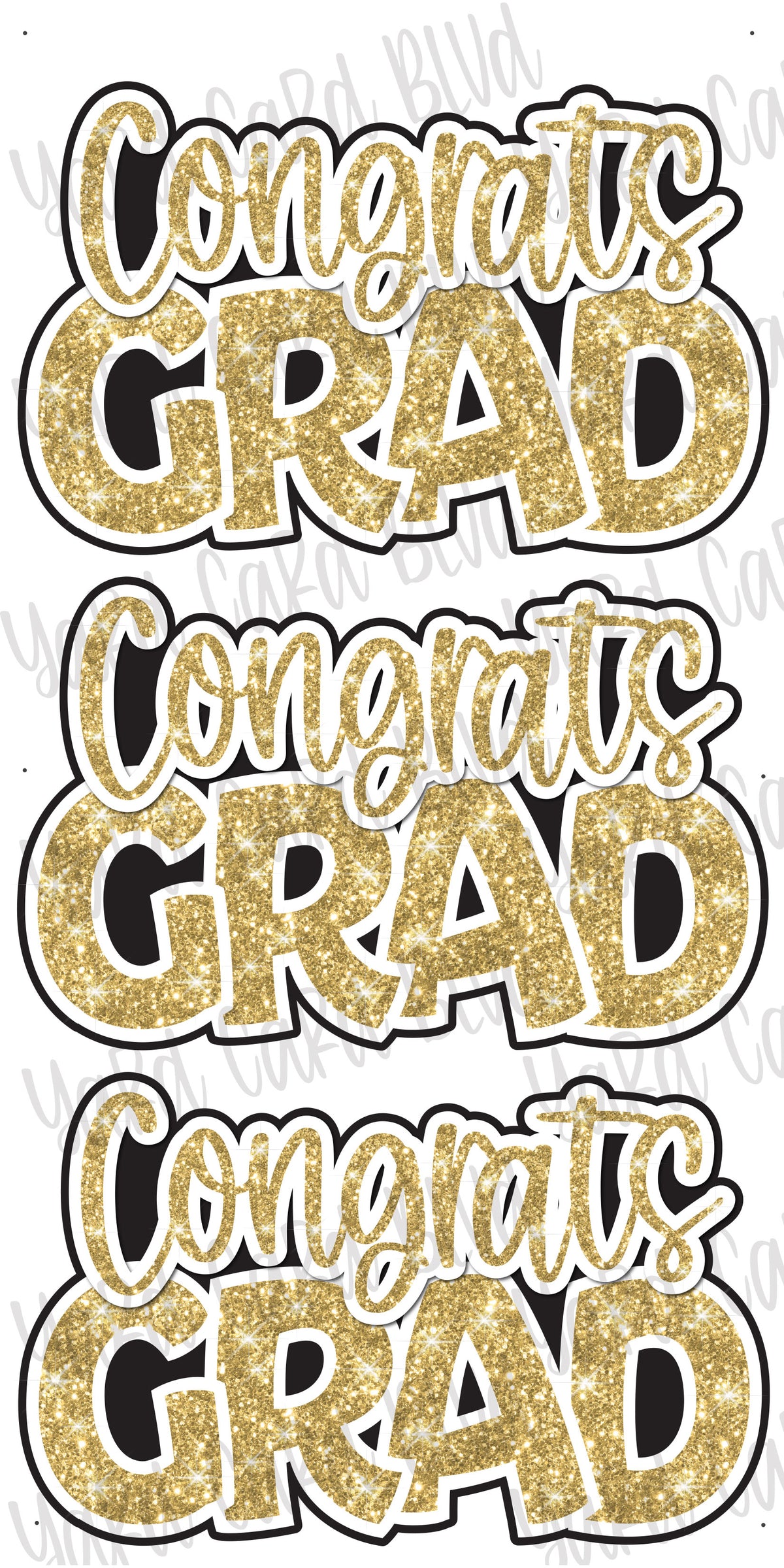 Congrats Grad Gold Glitter — Yard Card Blvd