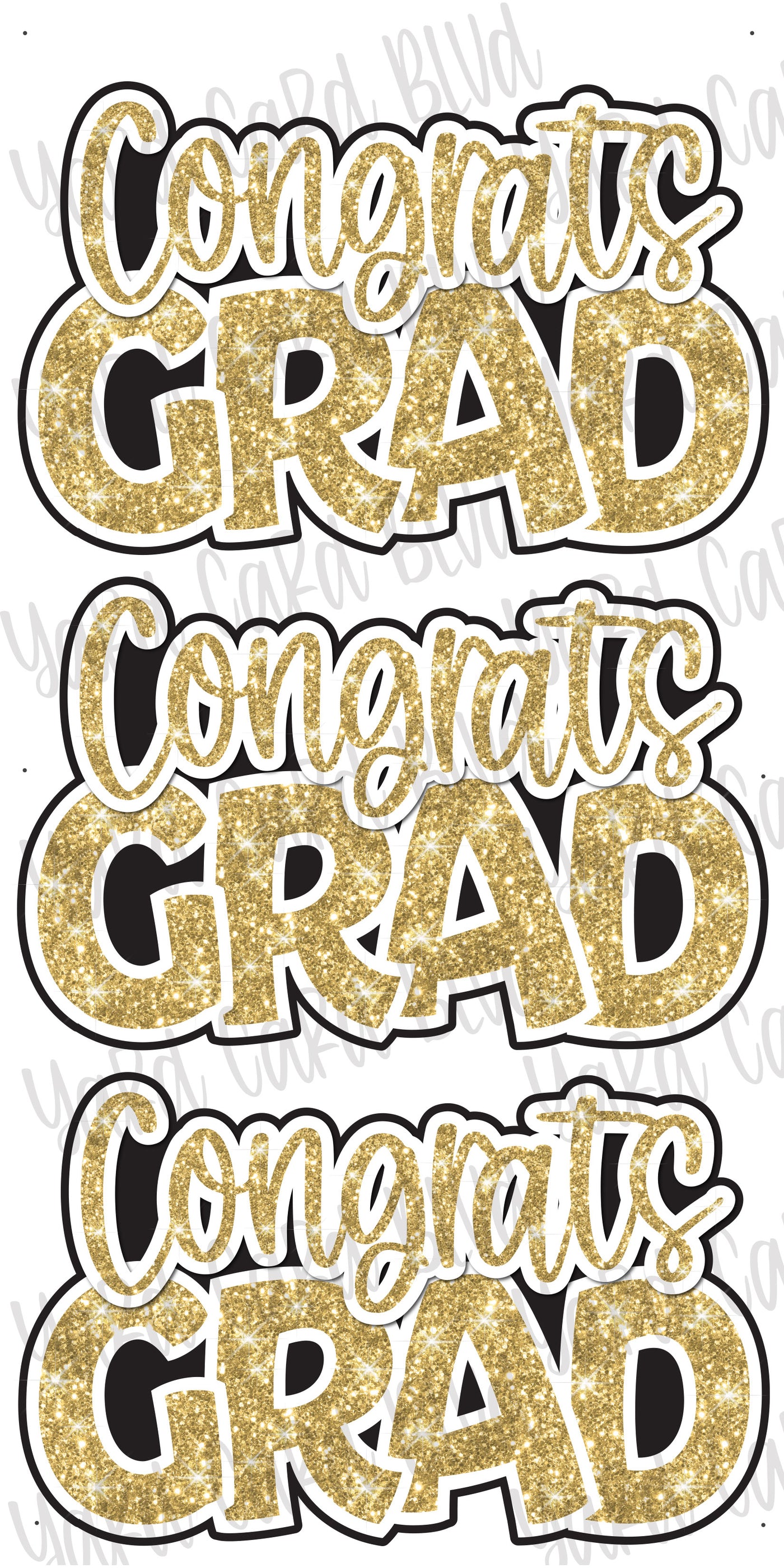 Congrats Grad Gold Glitter — Yard Card Blvd