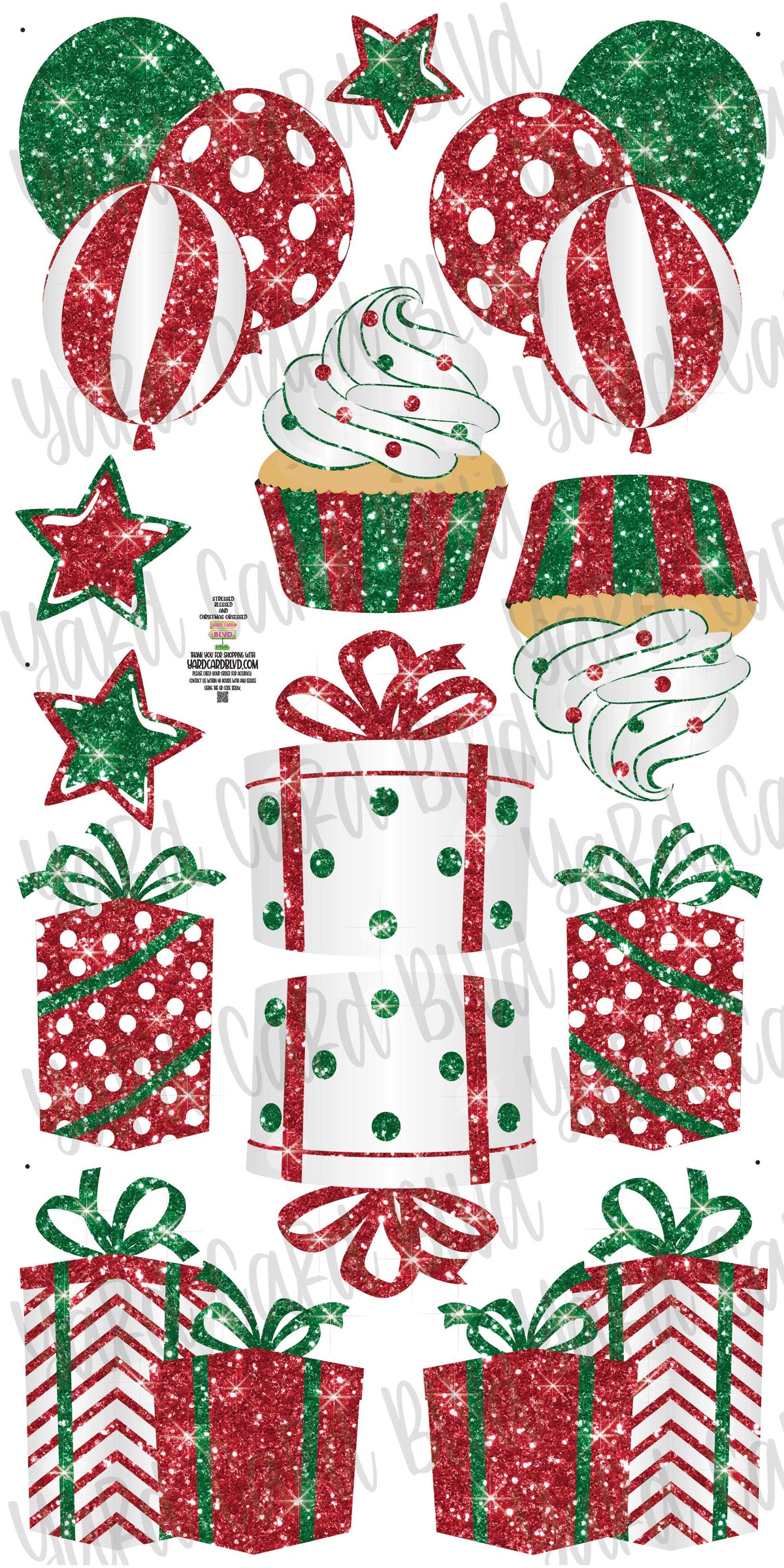 Mirrored Red and Green Glitter — Yard Card Blvd