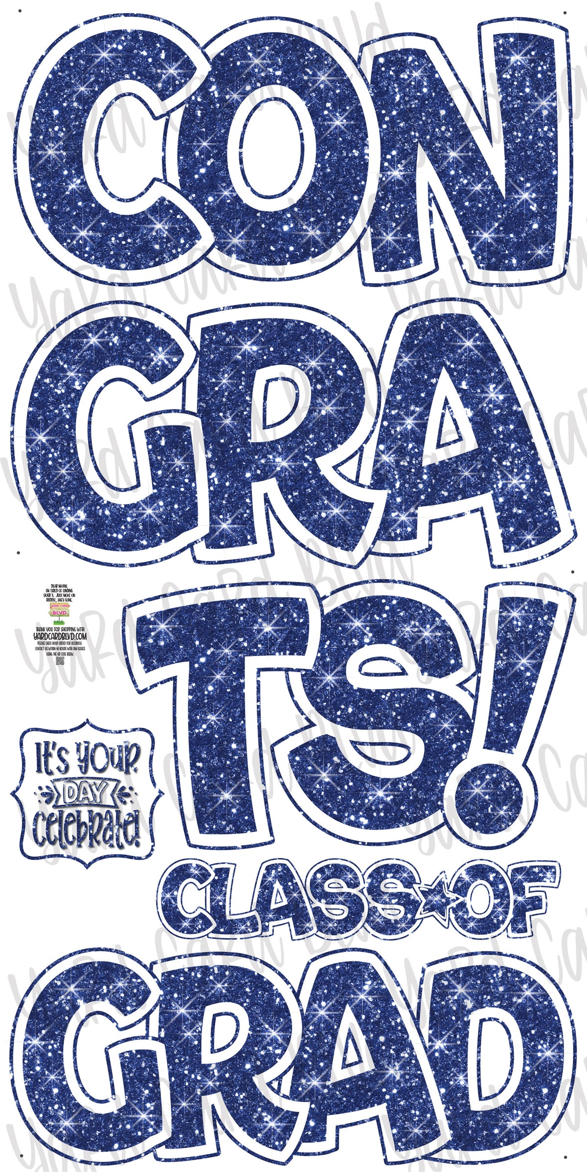 Congrats Grad Flex Set - Blue Glitter — Yard Card Blvd