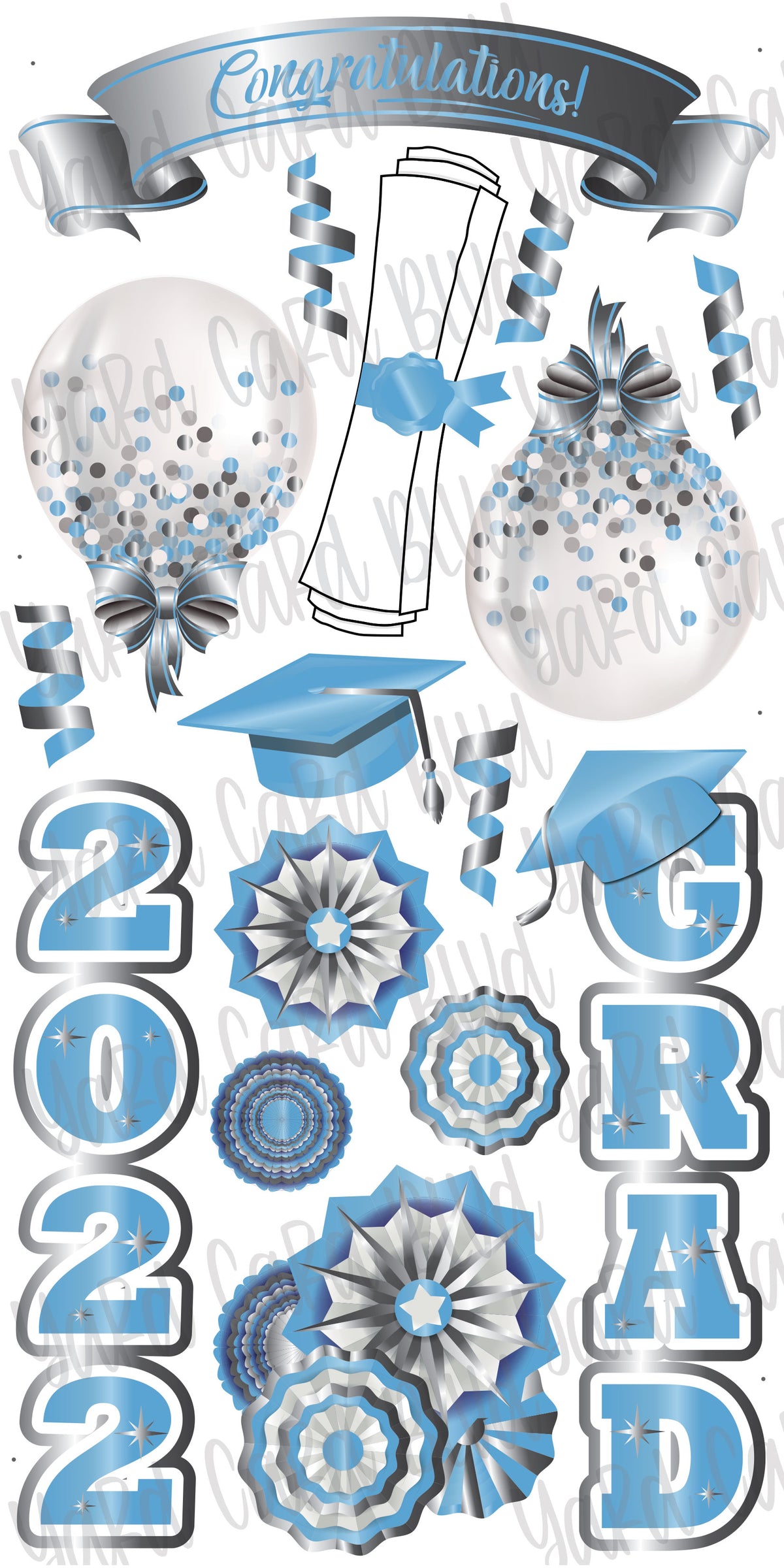 Congratulations Grad - Carolina Blue — Yard Card Blvd