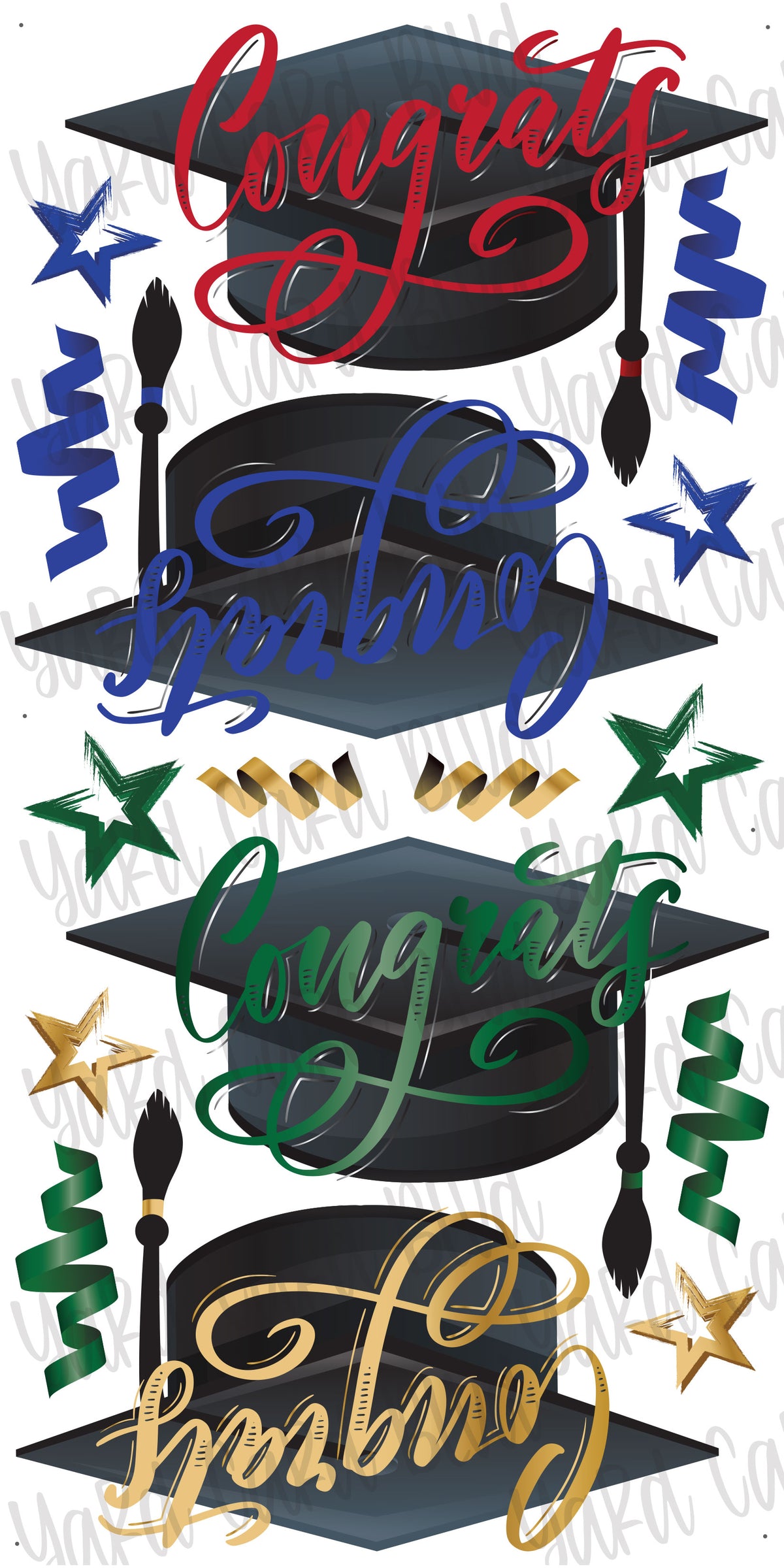 Graduation Hats! Congrats Grad Multicolor 1 — Yard Card Blvd