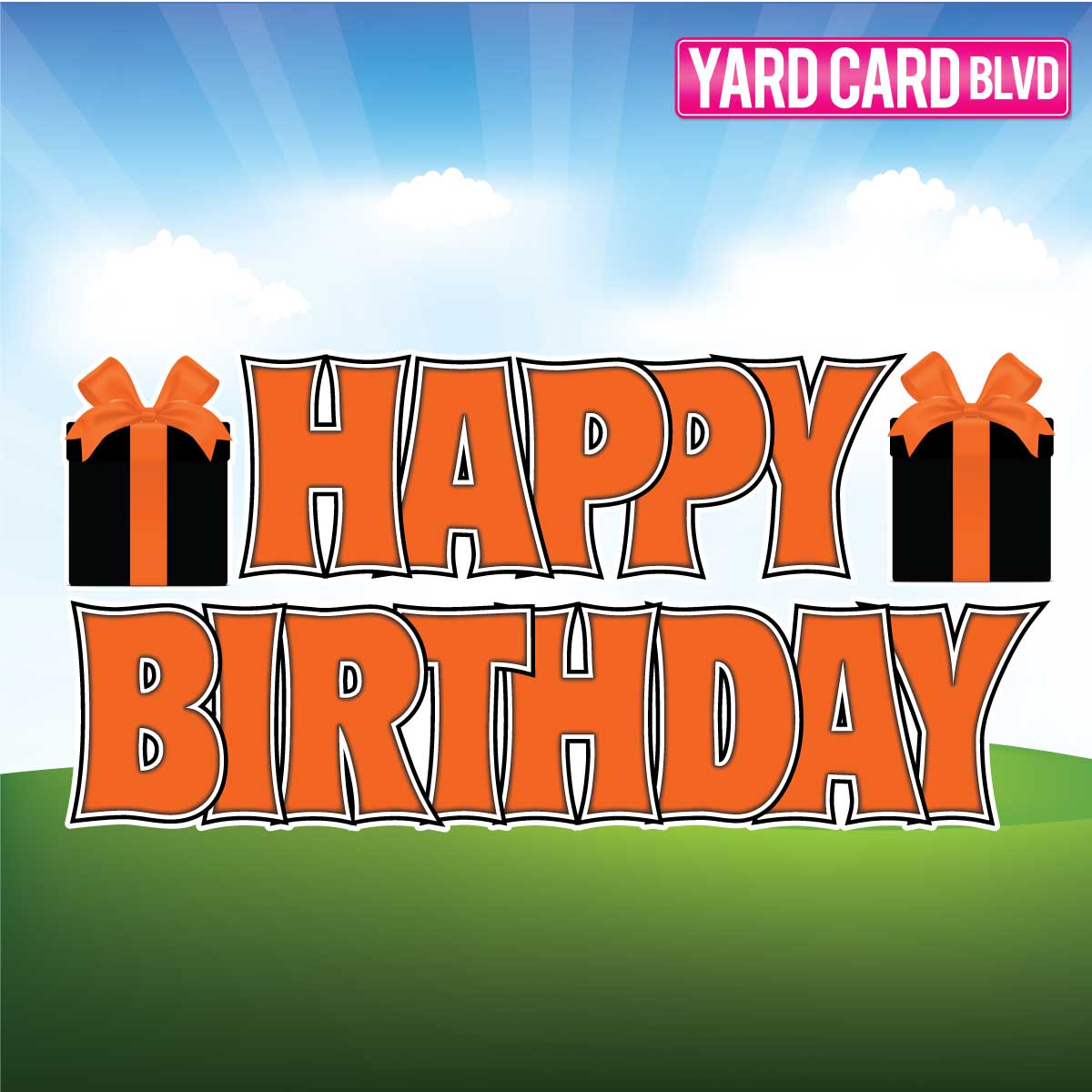 Fold-N-Go Happy Birthday EZ Set - Orange — Yard Card Blvd