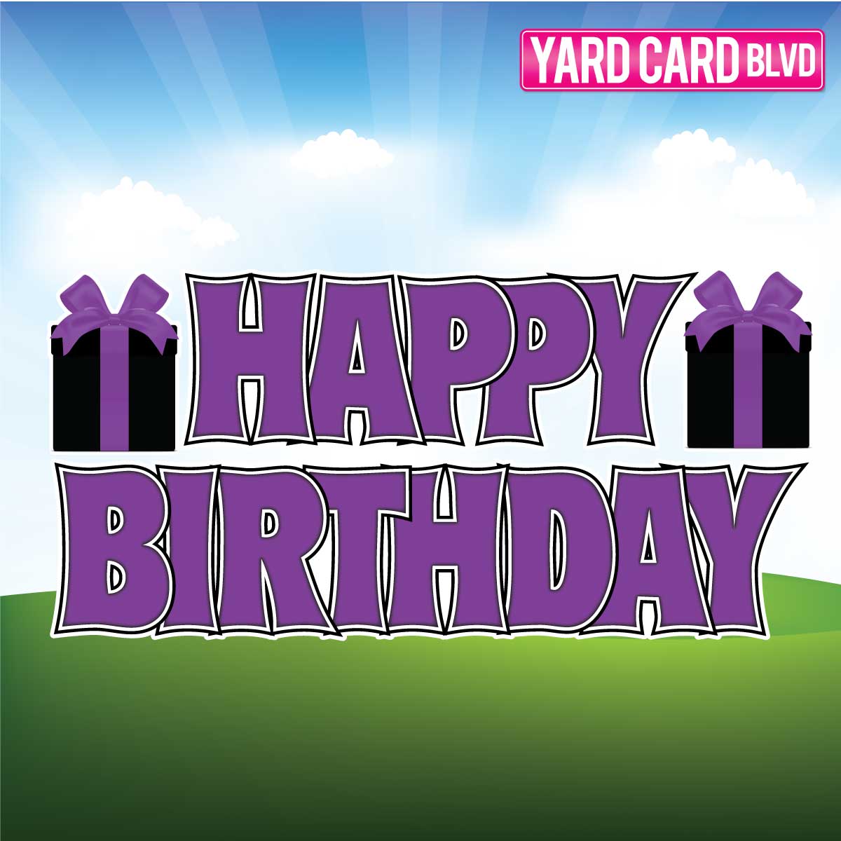Fold-N-Go Happy Birthday EZ Set - Purple — Yard Card Blvd