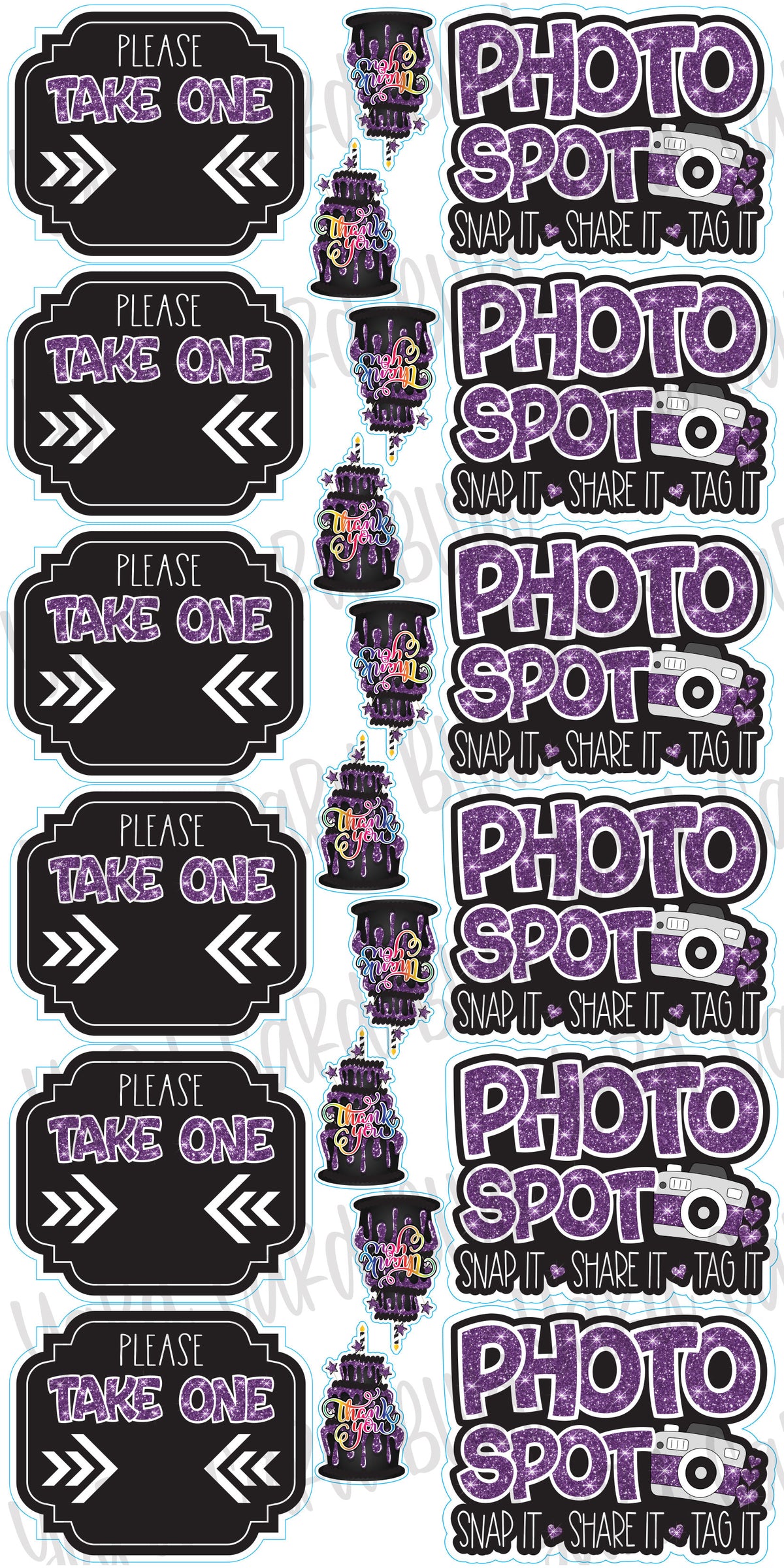 Marketing Sign Set 3 Purple Glitter — Yard Card Blvd