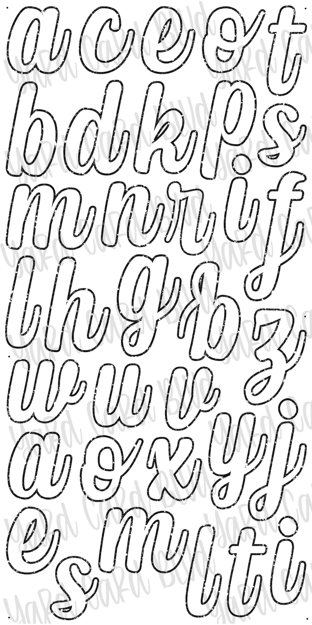 BLVD Script LOWER CASE Letter Set - 67 pieces — Yard Card Blvd