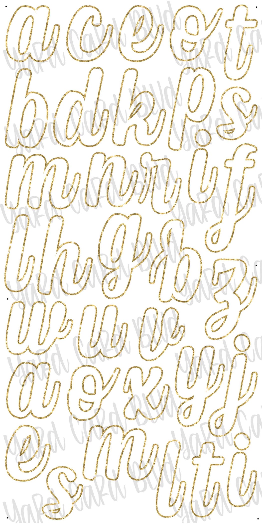 BLVD Script LOWER CASE Letter Set - 67 pieces — Yard Card Blvd