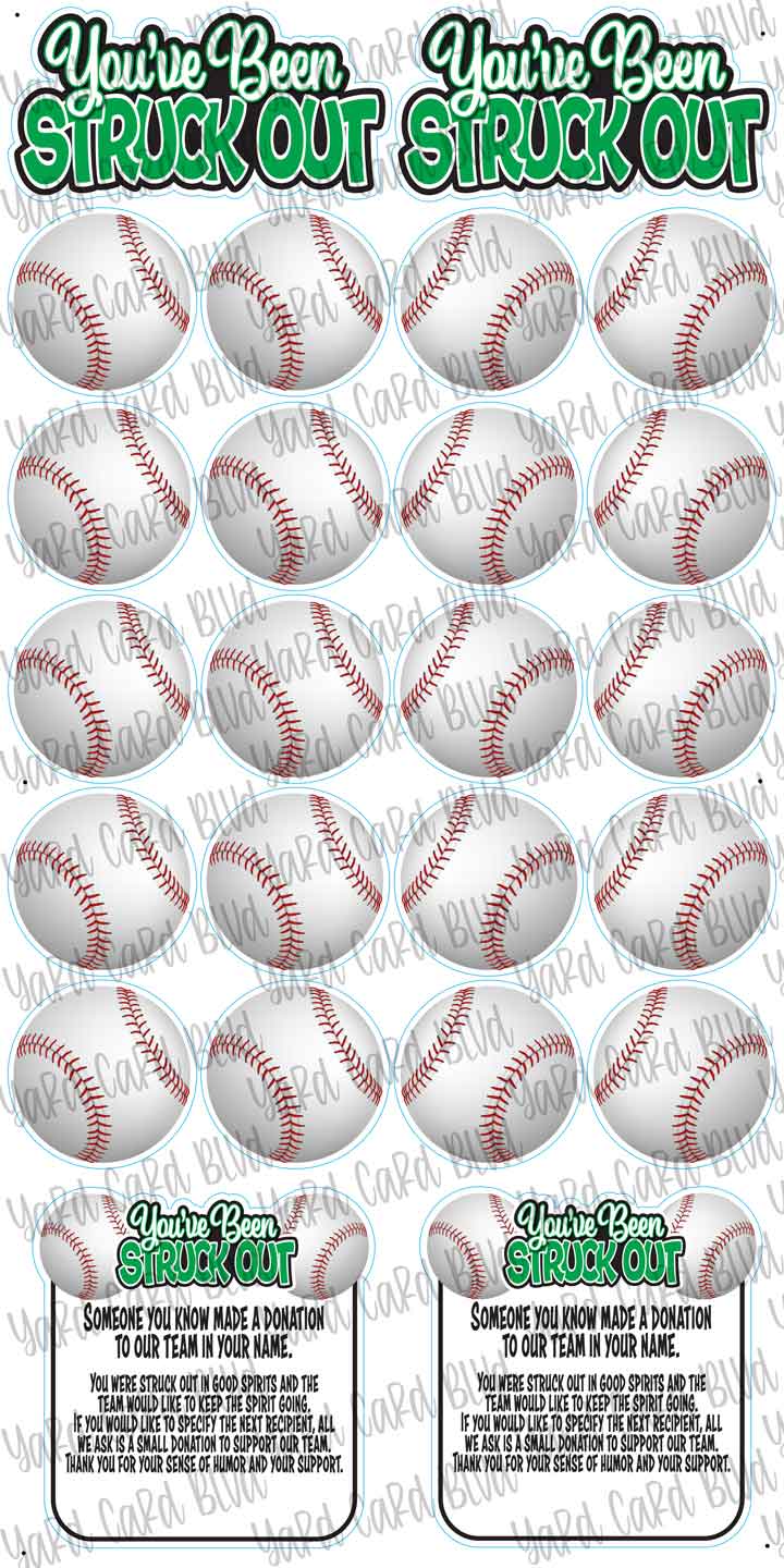 You've Been Struck Out Double Fundraiser Set - Green — Yard Card Blvd