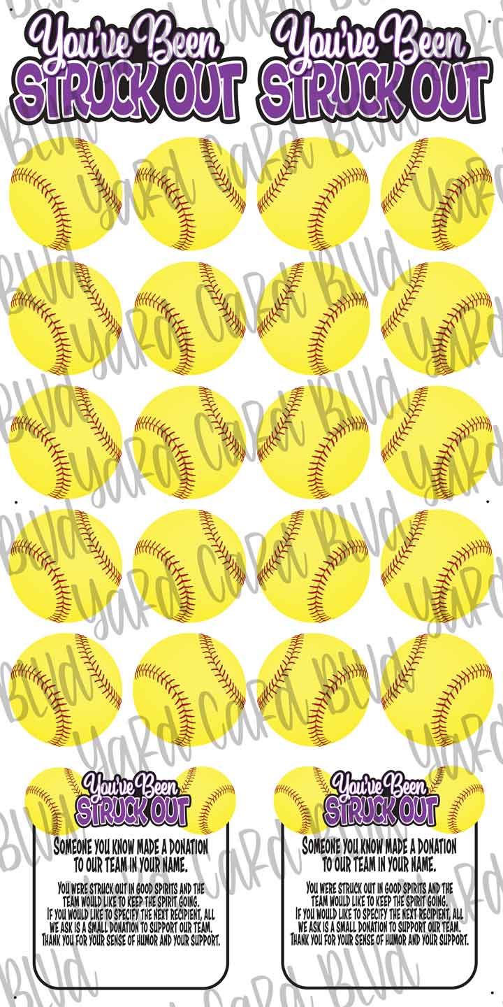 You've Been Struck Out Softball Double Fundraiser Set - Purple — Yard ...