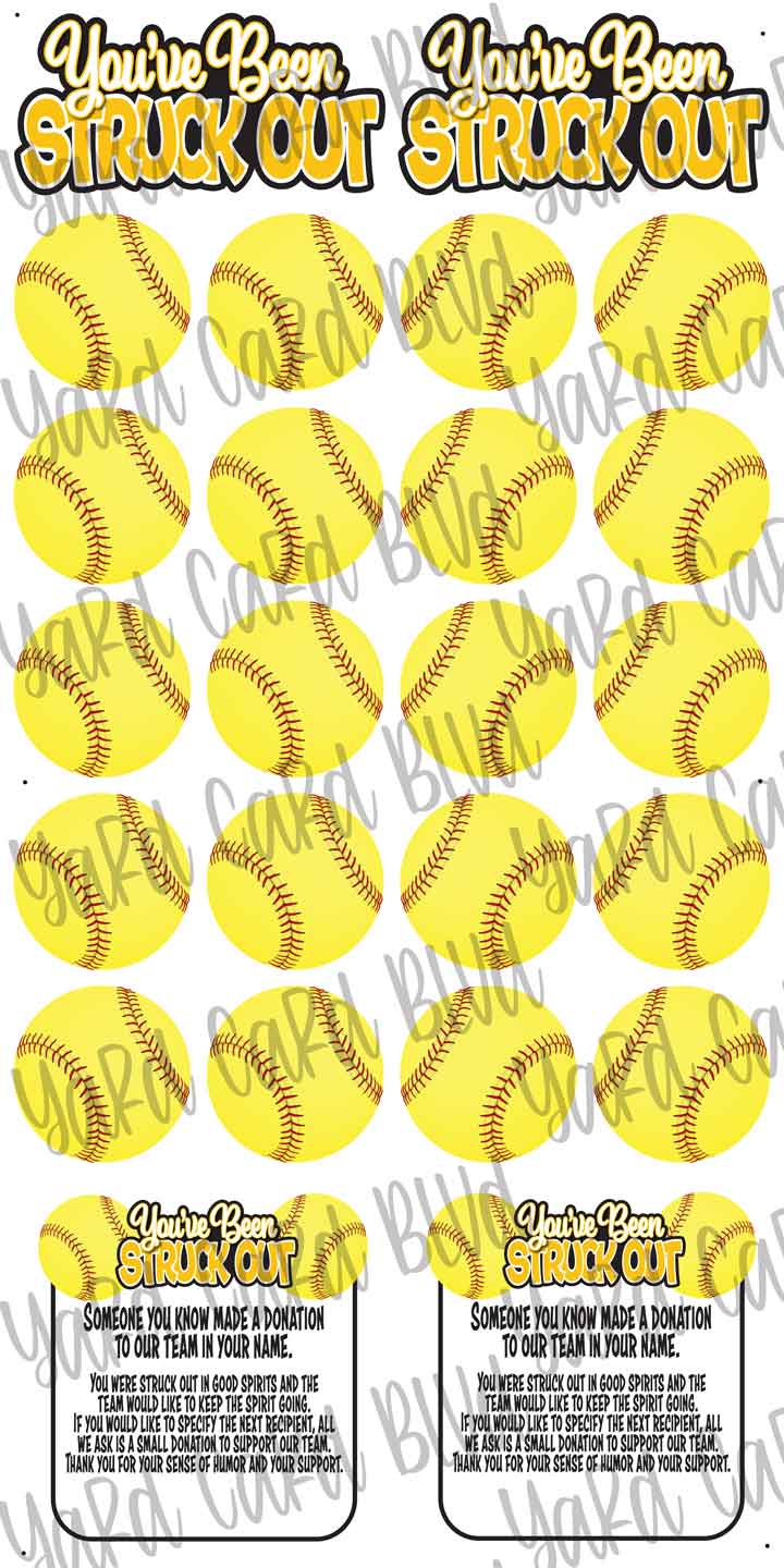 You've Been Struck Out Softball Double Fundraiser Set - Yellow Gold ...