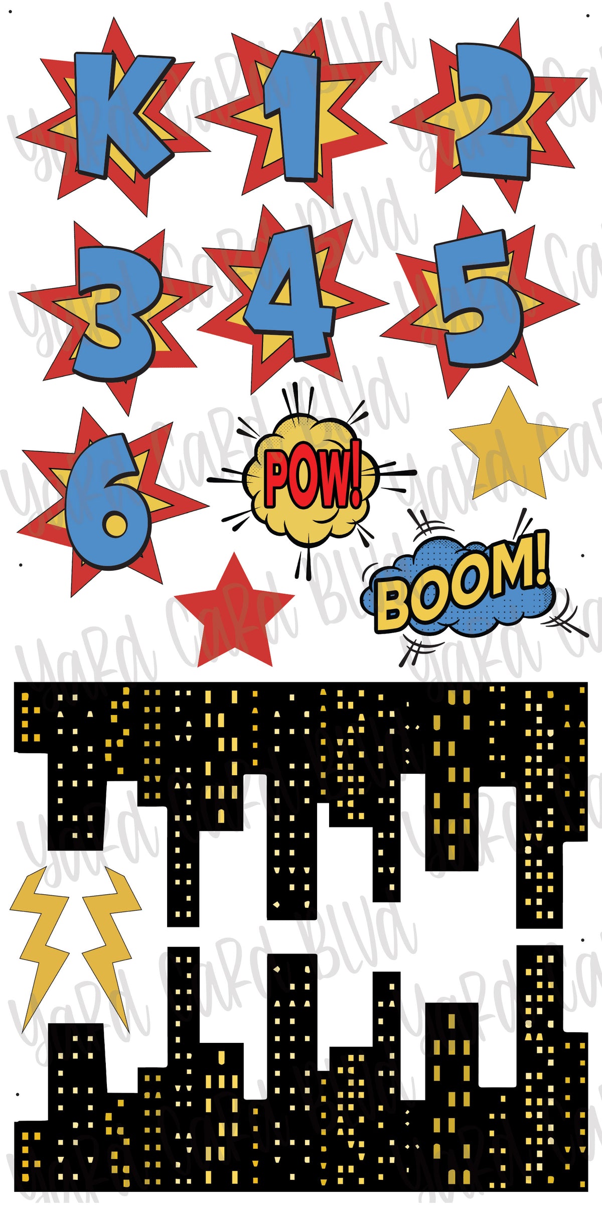 Superhero Panels and Numbers — Yard Card Blvd