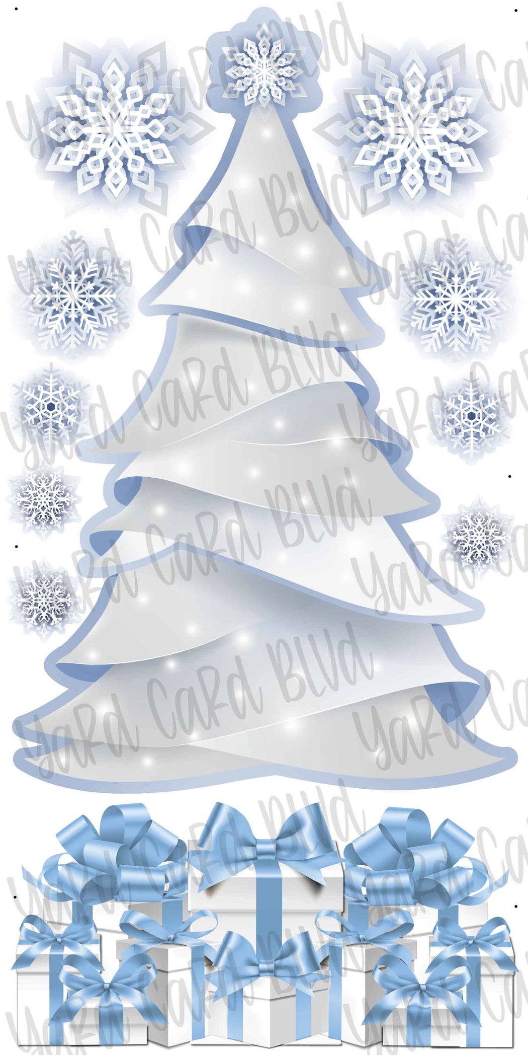 Snowy Twinkle Tree with Light Holes — Yard Card Blvd