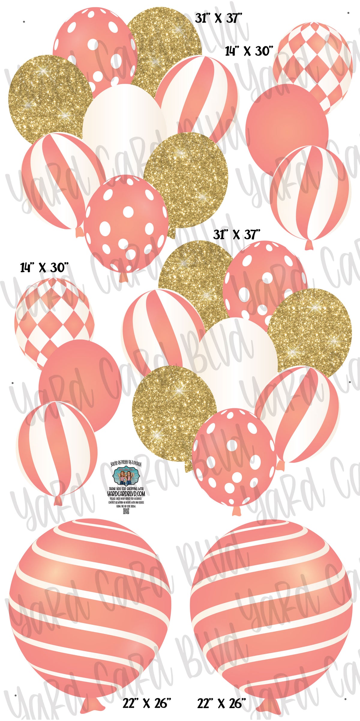 Balloon Bundles in Peach, Gold, and Cream — Yard Card Blvd