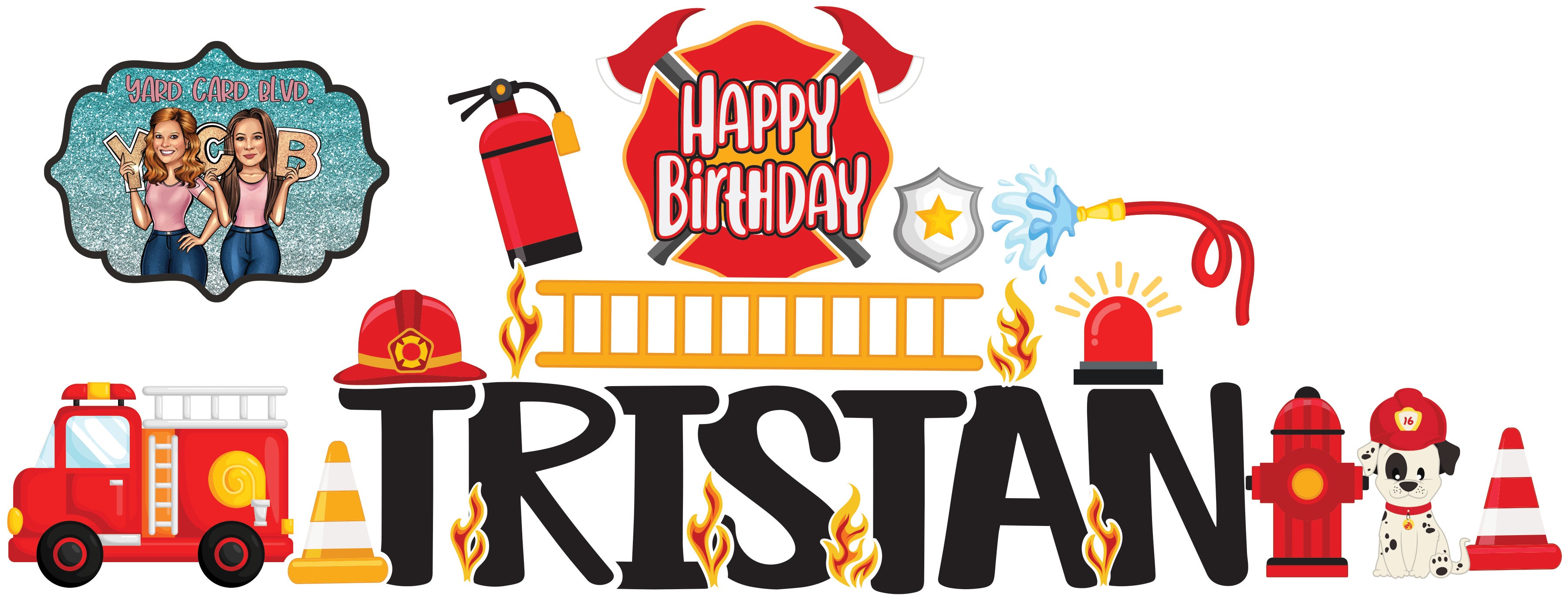 Fireman Happy Birthday Splash Set — Yard Card Blvd