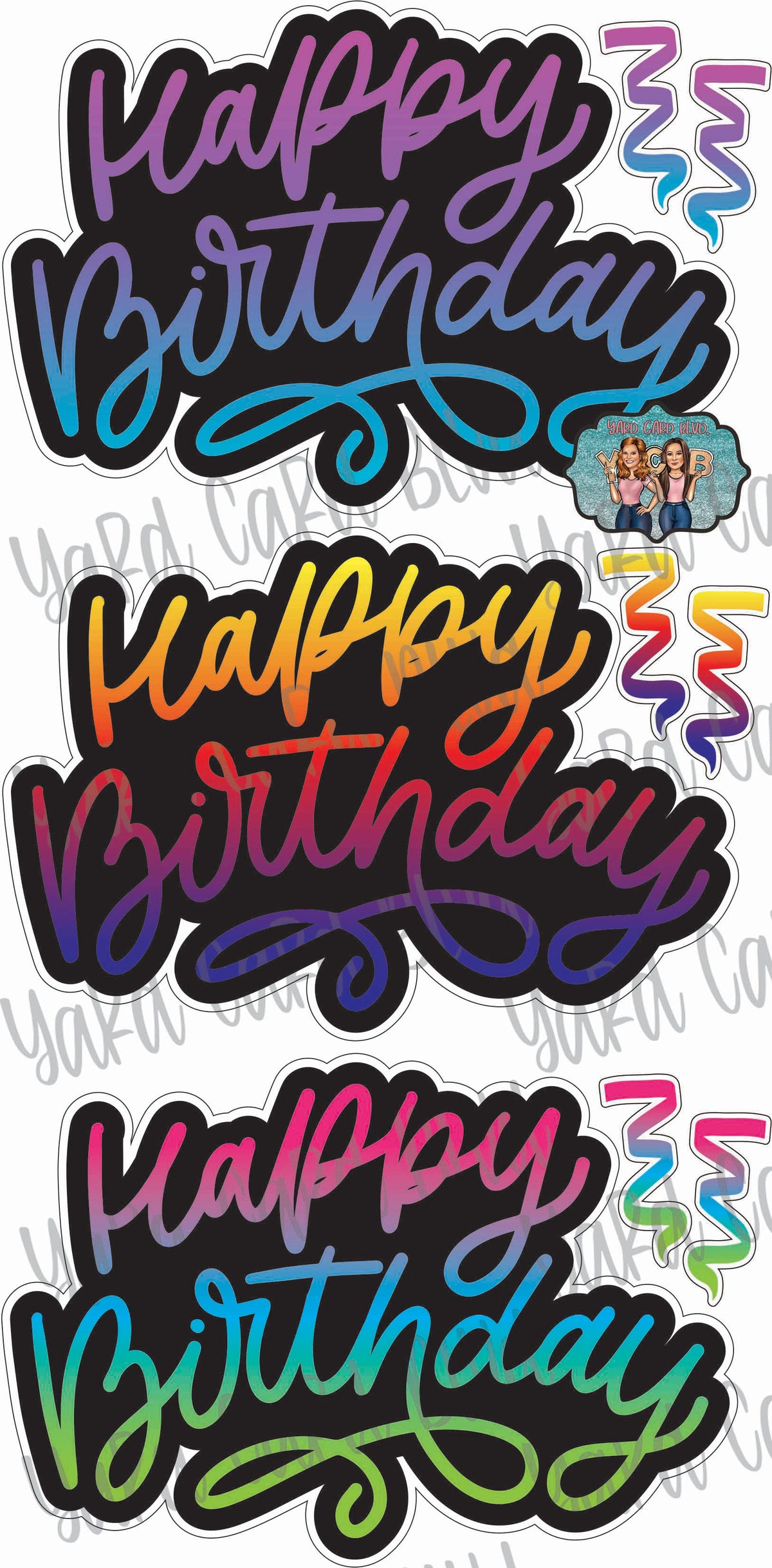 Rainbow Happy Birthday Splash set 9 pc Coroplast sign set — Yard Card Blvd