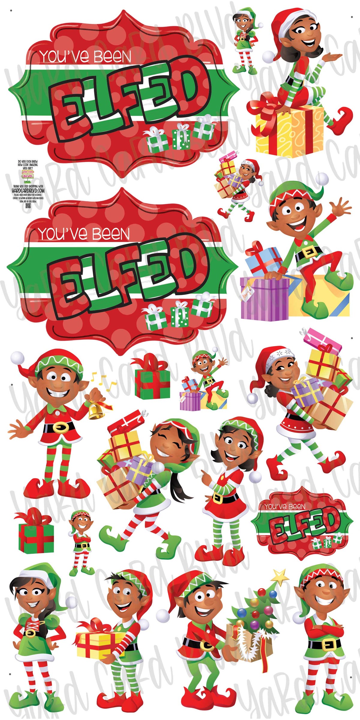 You've Been Elfed Small 2 Piece Splash Set Dark Skin — Yard Card Blvd
